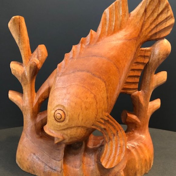 Hand Crafted | Accents | Hand Carved Tropical Fish In Coral Reef | Poshmark